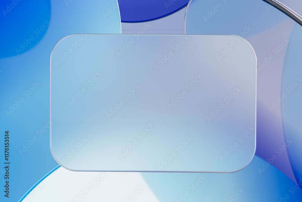 Blue Glass Shapes with Reflections and Circles Stock Illustration ...