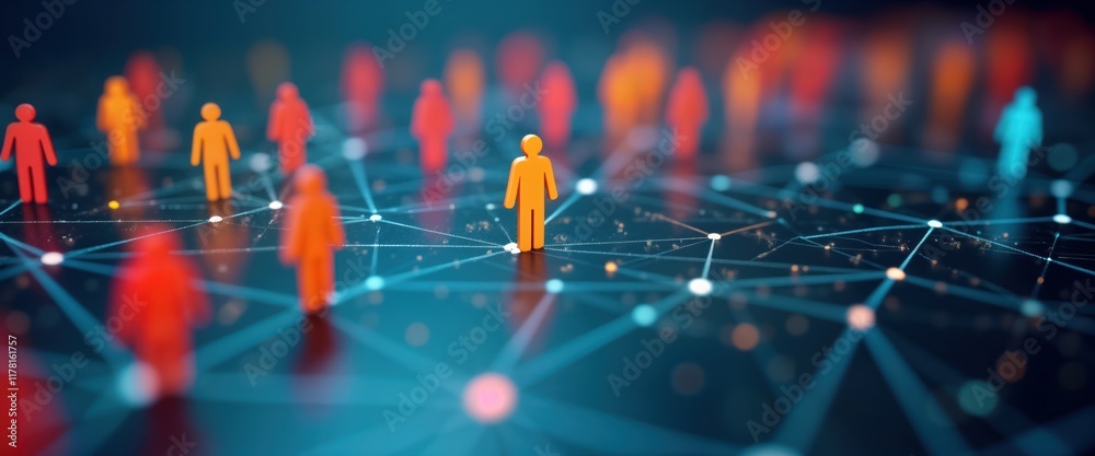 Abstract illustration of customer journey mapping. Network shows user ...