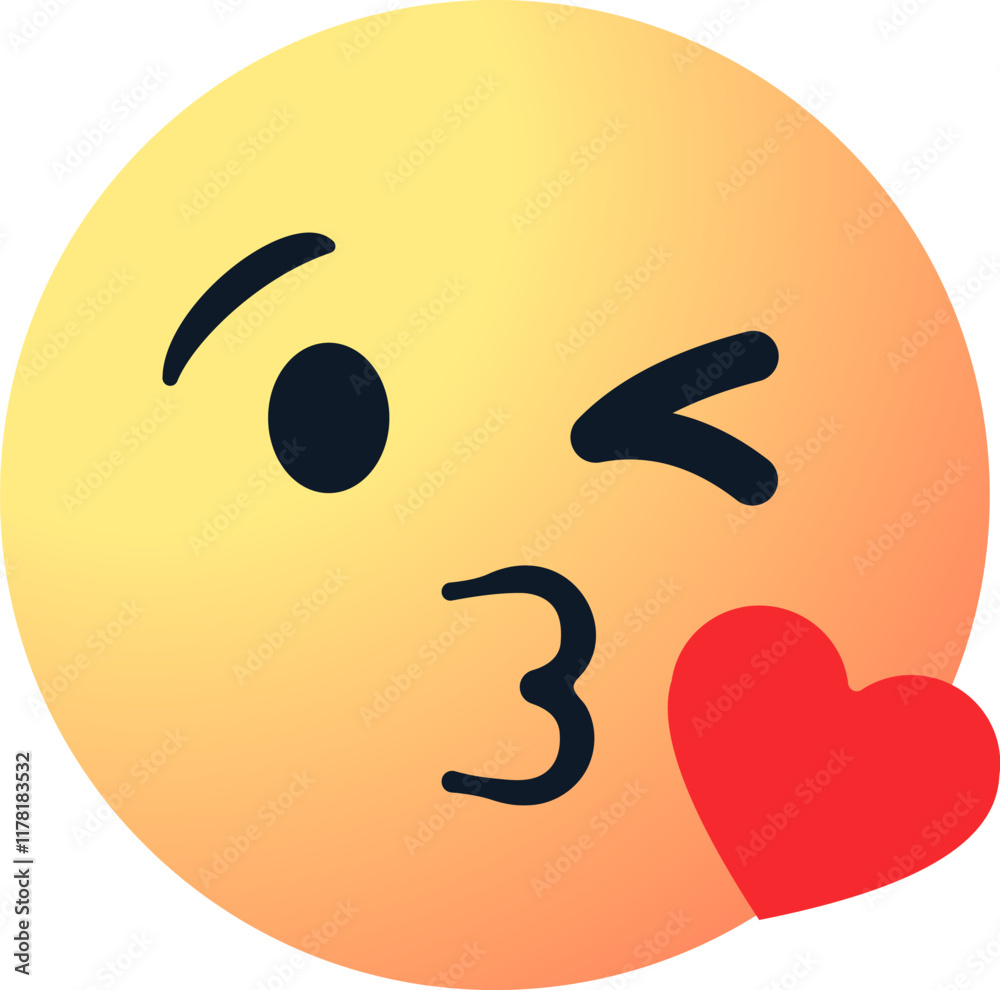 kiss emoticon kissing face emoji with red heart . Blowing a Kiss ...