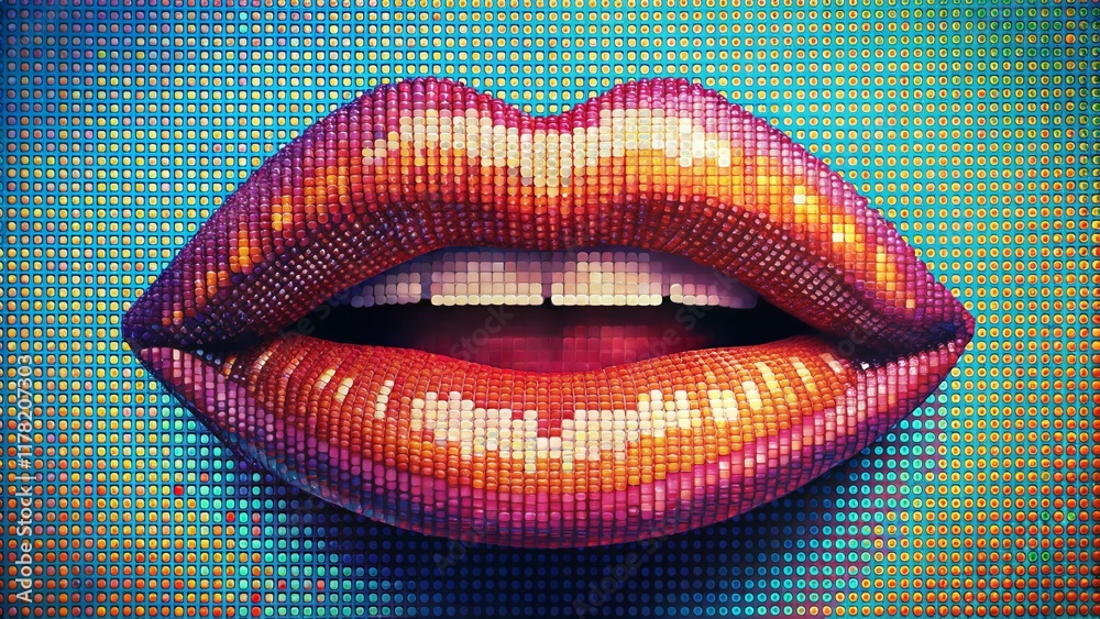 Vintage Pixel Art Lips: Retro Clip Art, 8-bit Style Digital ...
