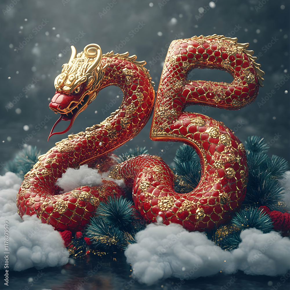 Happy Chinese new year celebration with 2025 snake digit design Year of ...