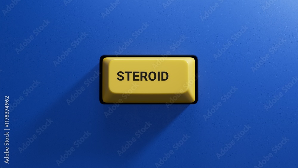 Word STEROID made from wooden letters . Plant on backgound. Medical ...