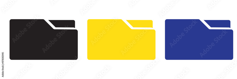 Folder icon vector set. Desktop black and yellow folder icon. Office document folder vector ...