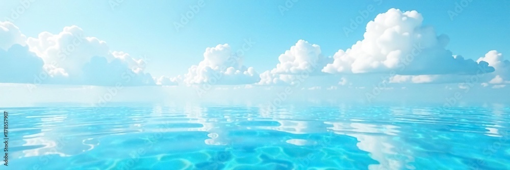 Pool background with wavy water on a light blue sky background with ...