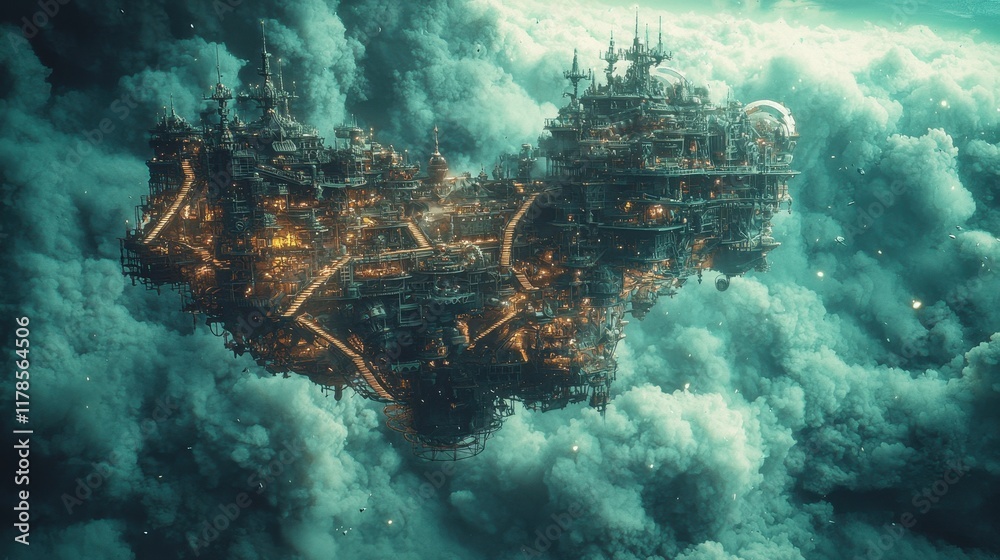 A celestial palace built entirely of glowing crystal, floating above a ...