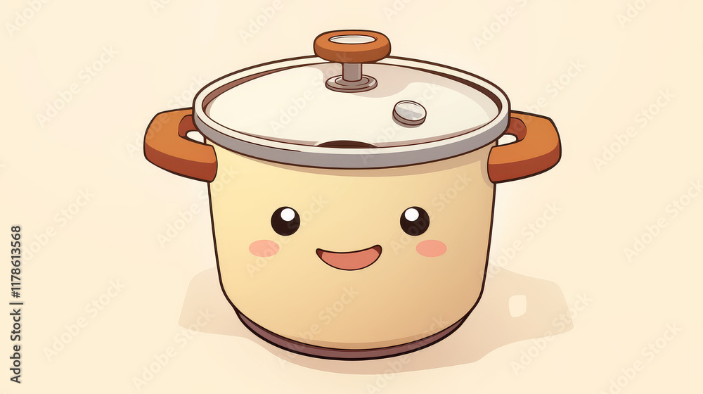 electric cooker, Vector, cute smiling pressure cooker clip art on a ...