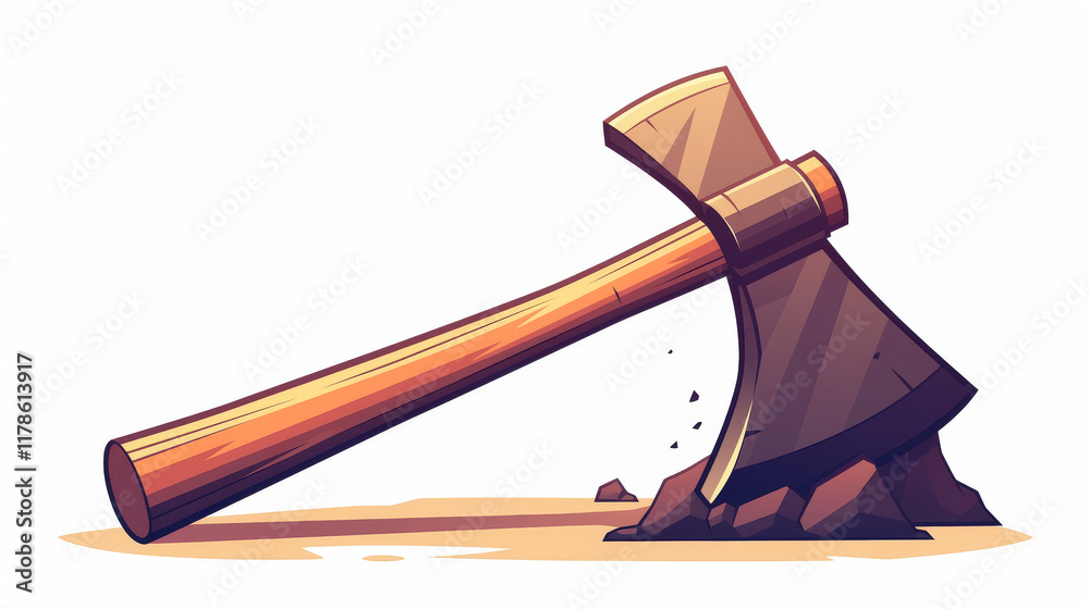 shovel, a cartoon vector illustration of an axe, on a white background ...