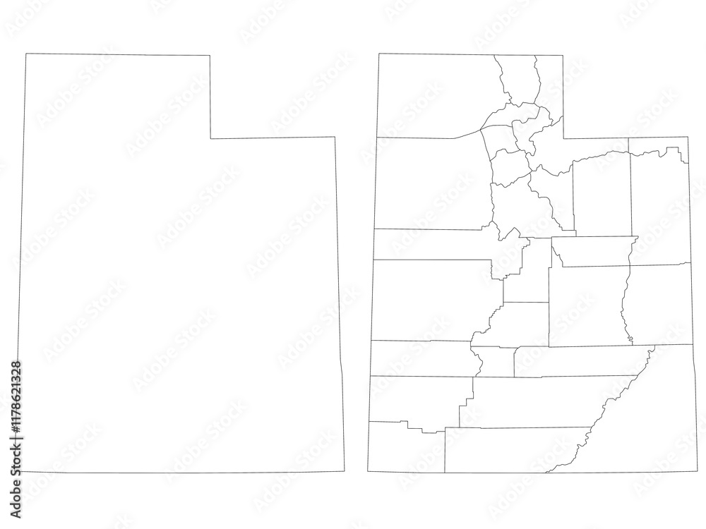 Utah map sets, Utah administrative map, Utah outline and counties state ...
