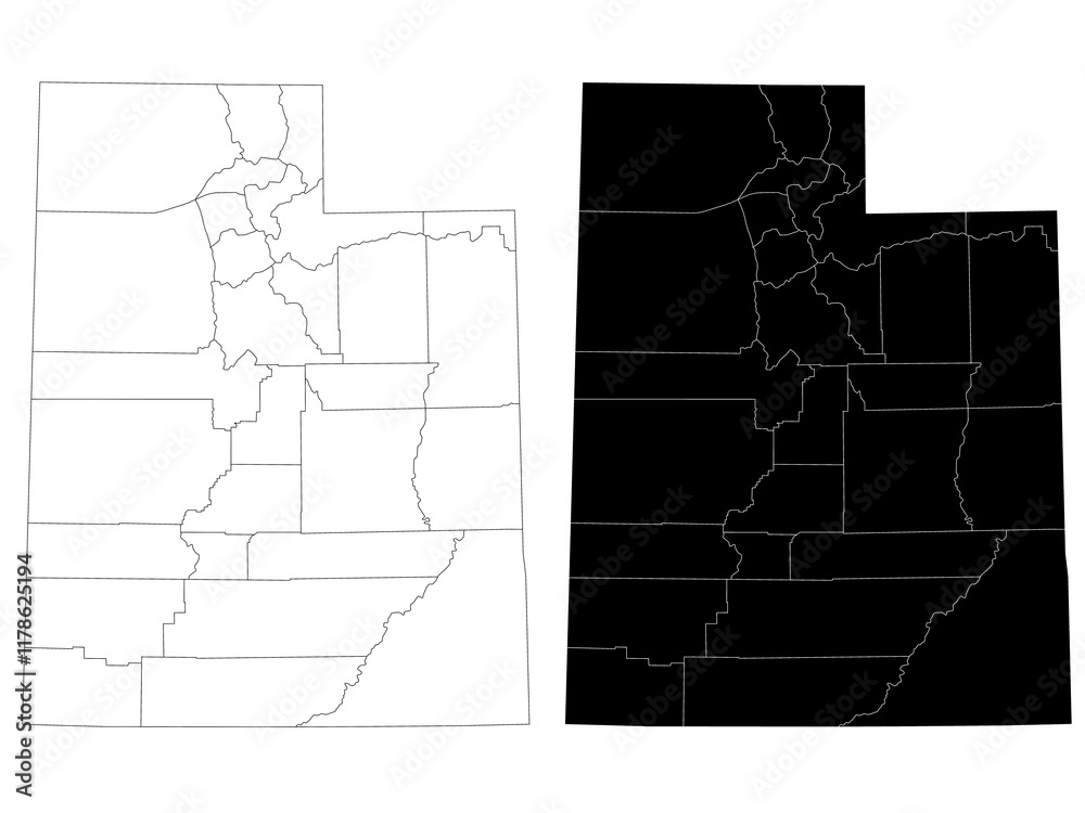 Utah map sets, Utah administrative map, Utah outline and counties state ...