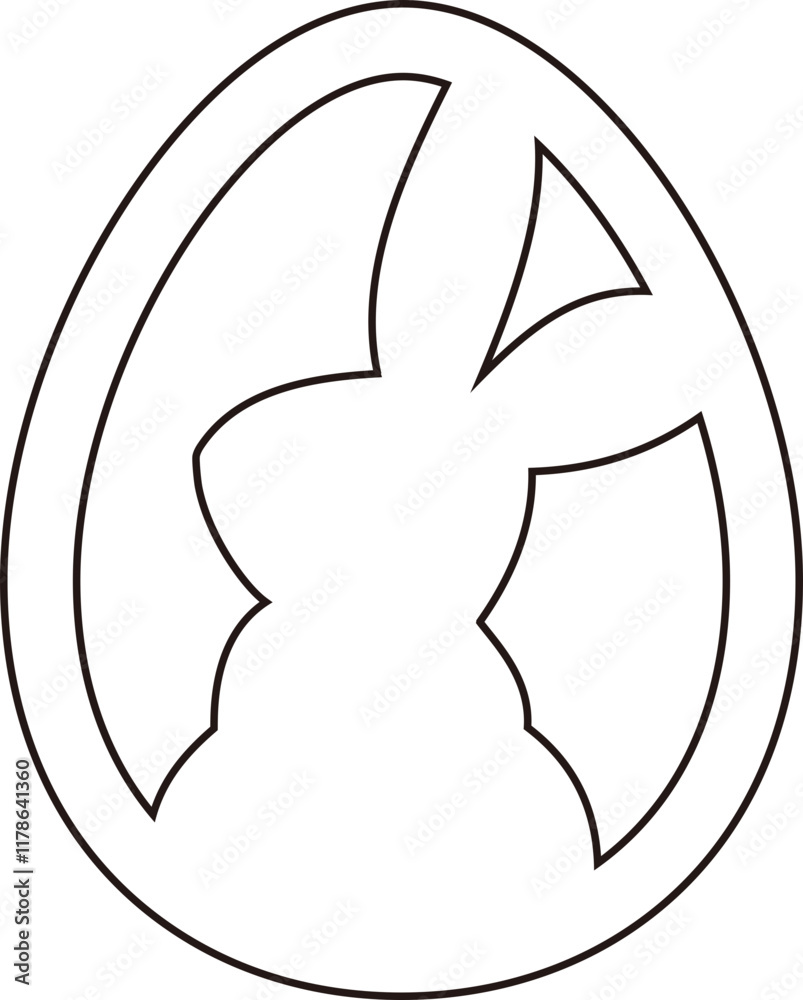 Easter egg shape with bunny pattern outline. Simple cute Easter egg ...