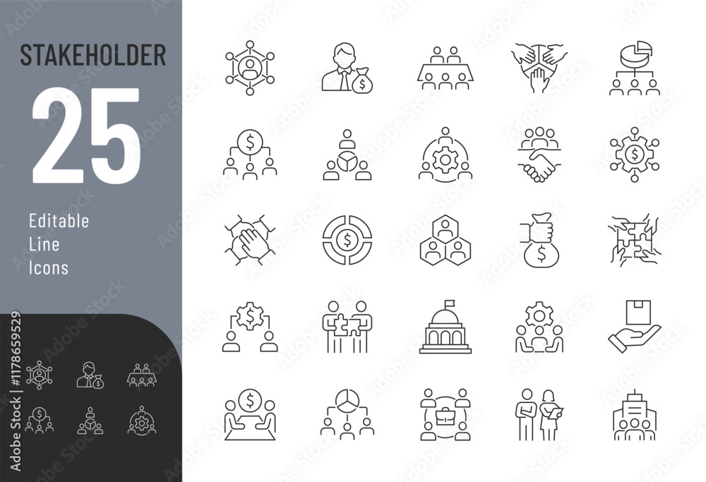 Stakeholder Line Editable Icons set. Vector illustration in modern thin ...