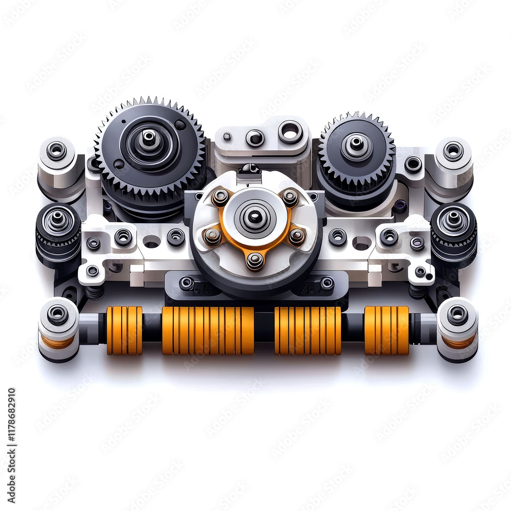 Intricate Gear Mechanism: A Detailed 3D Model of a Complex Machine ...