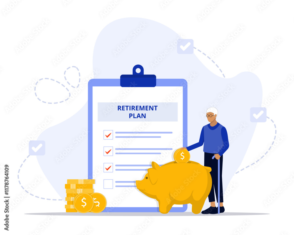 Retirement plan concept illustration. Suitable for landing page, ui ...