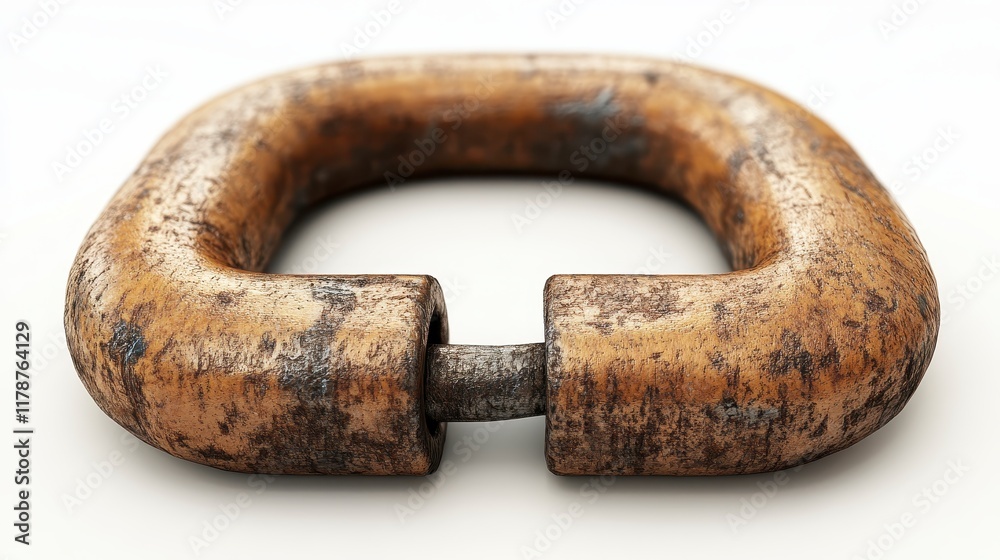 Rusty metal U-shaped shackle with a connecting pin, isolated on white ...