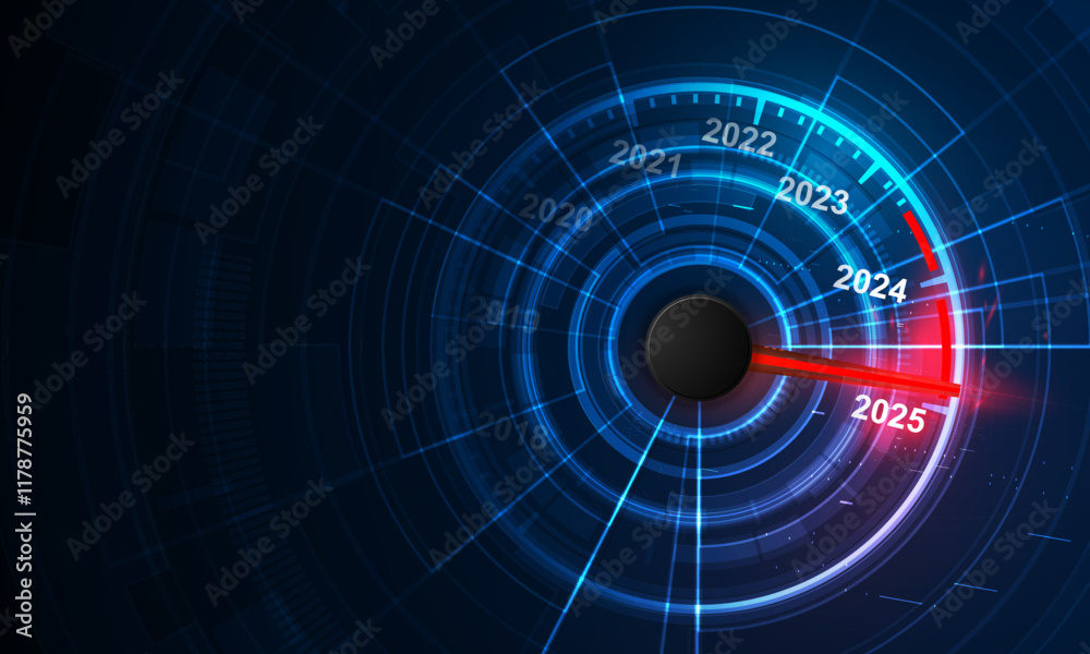 Progress Towards 2025 - Futuristic Year Speedometer Countdown to 2025 ...