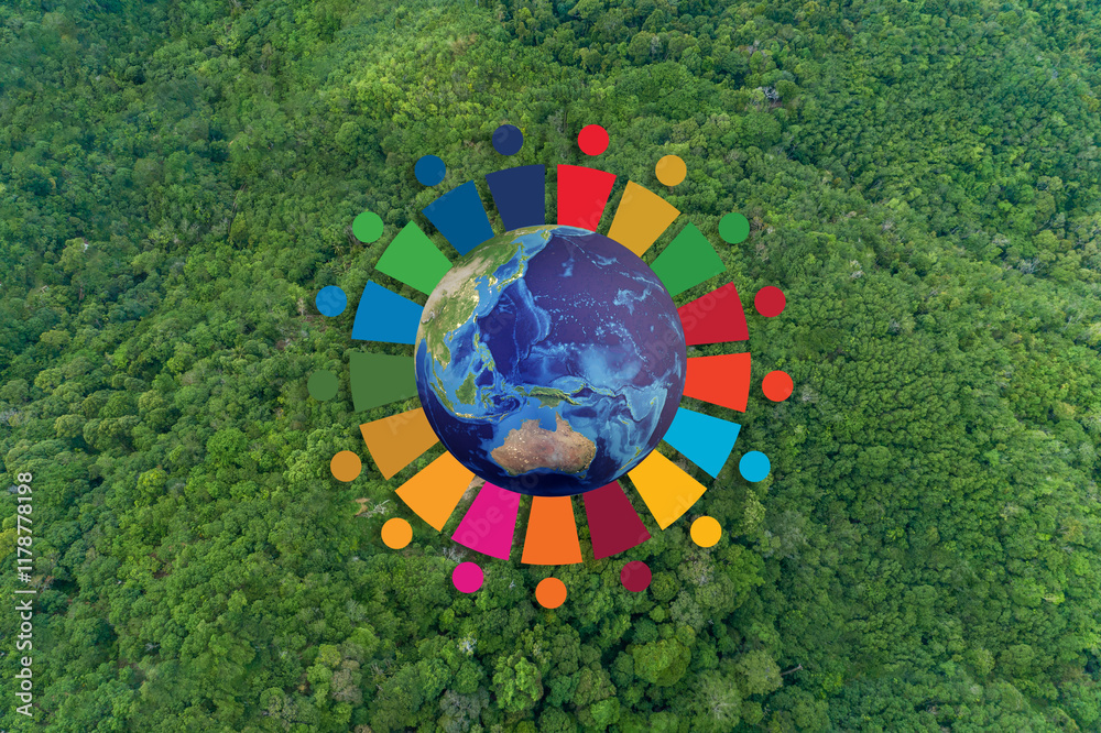Globe Representing Sustainable Development Goals SDG on a Forest ...