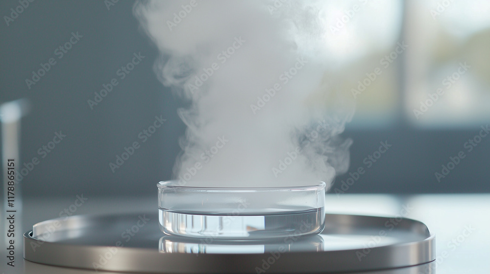 Steam Evaporation from Beaker on Hot Plate in Laboratory Setting Stock ...