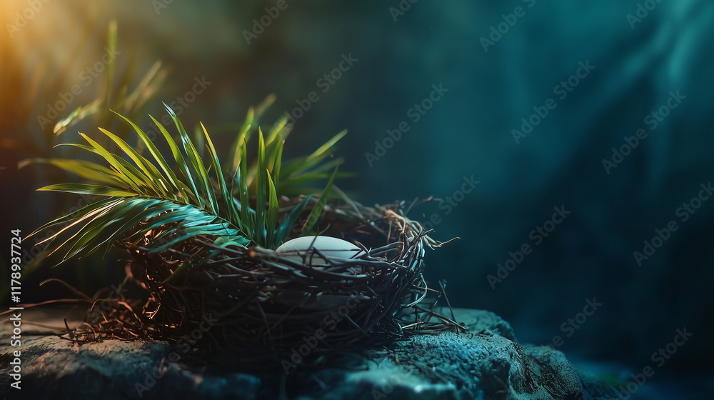 An artistic composition depicting the stages of Easter: Palm Sunday ...