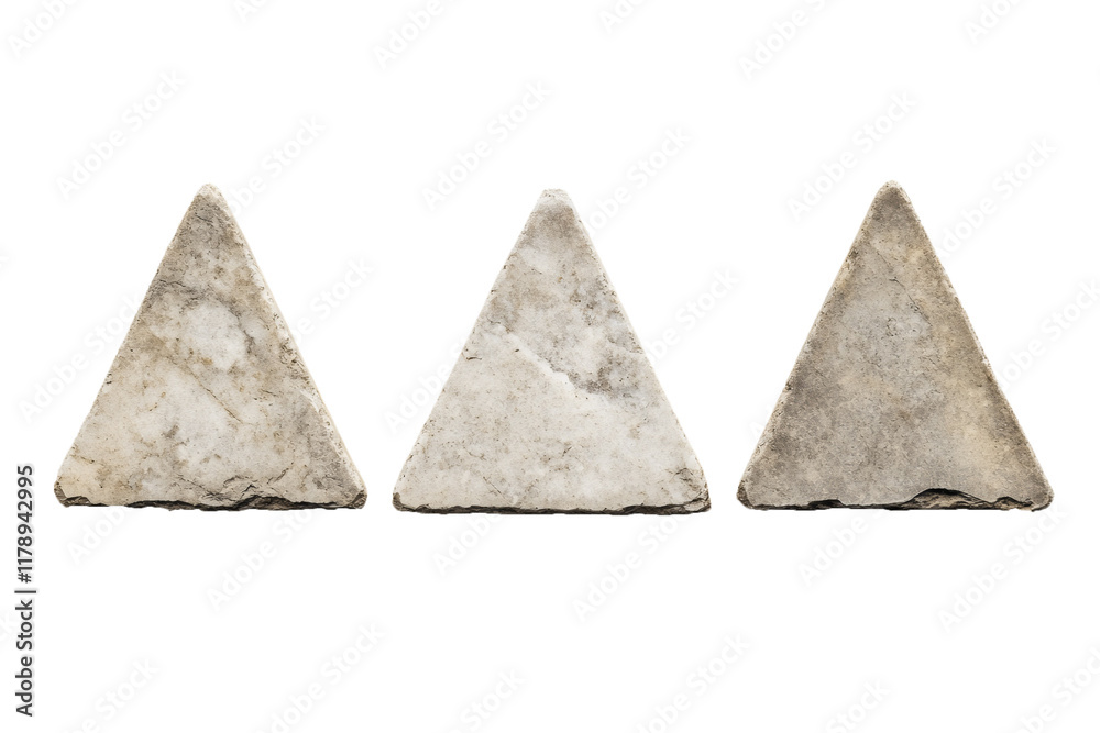 Realistic weathered triangular marble tiles isolated on transparent ...