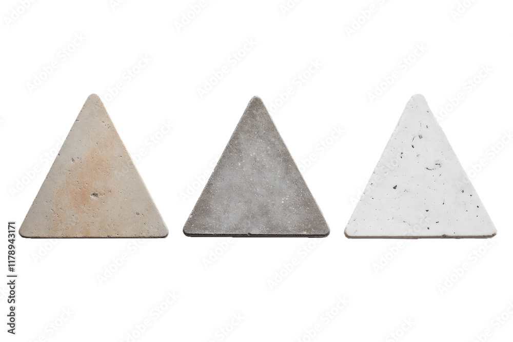 Realistic triangular stone tiles signs isolated on transparent ...
