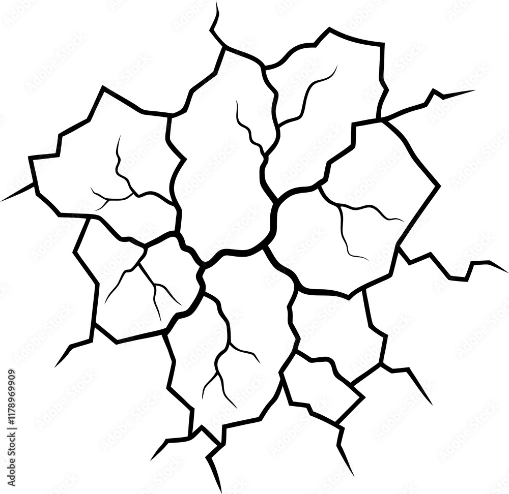 Dry cracked ground Surface crack sharp soil Broken glass effect ...