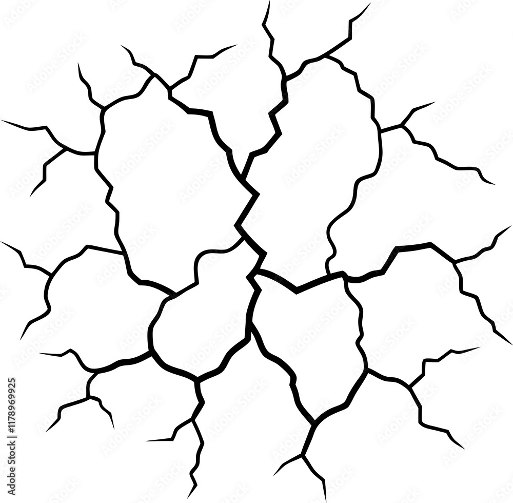 Dry cracked ground Surface crack sharp soil Broken glass effect ...