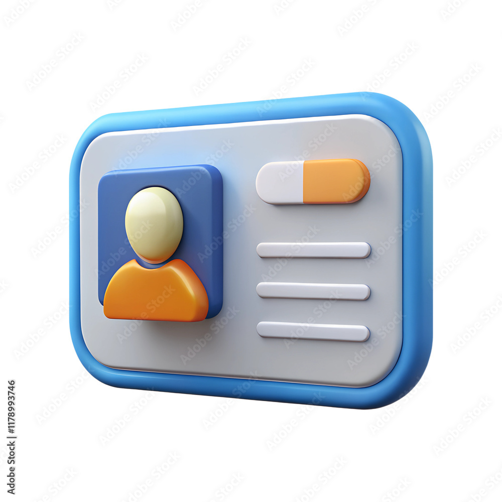 Driver license 3d icon. Identity card with a photo. Business id ...