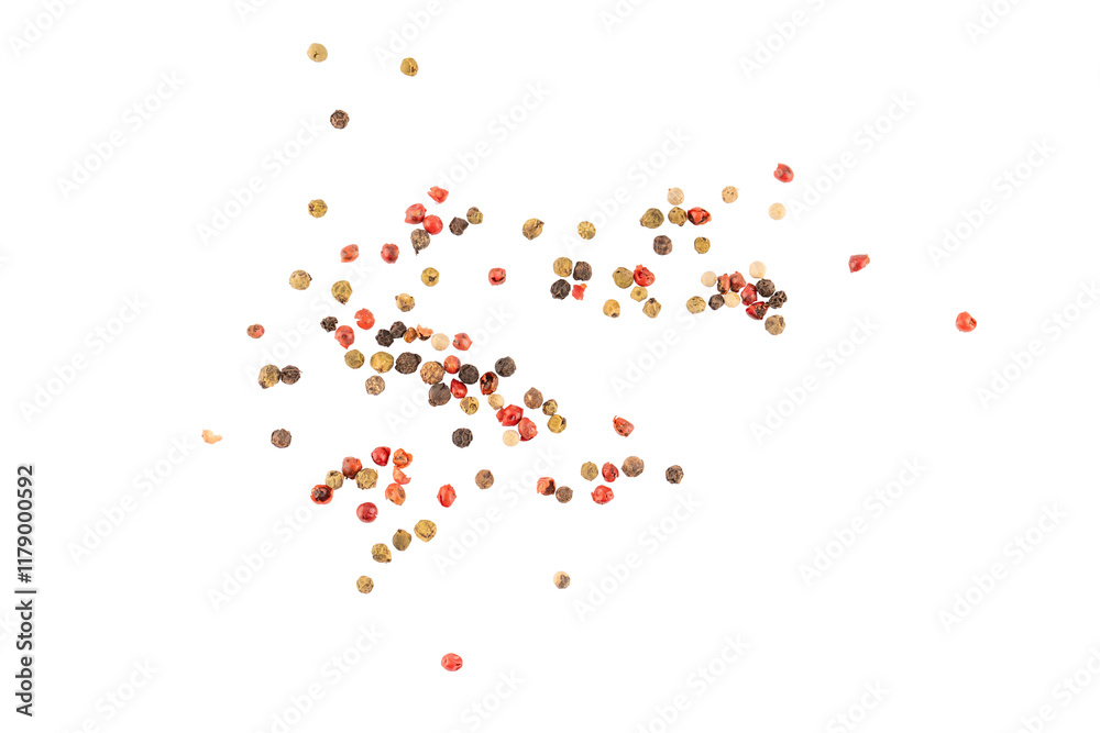 Foto de Stock Pile of Black, Green, White, and Pink pepper seeds ...