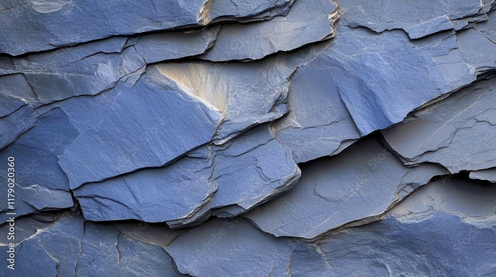 Dark blue slate rock texture background with rough, cracked layers of ...