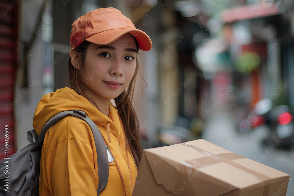 Generative AI Image of Courier mailman postman Delivering Package in ...