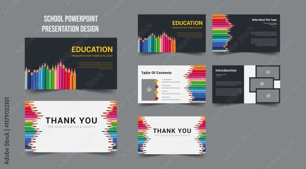 Education PowerPoint presentation slide template design. Use for modern ...