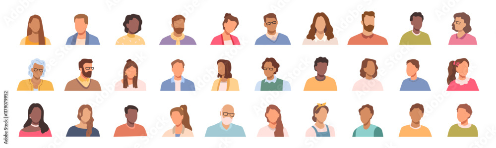 Portraits of people without faces. Vector pictures of persons of ...