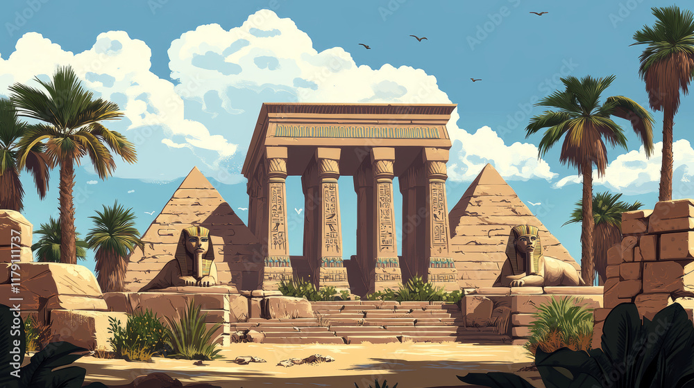 Retro 8 bit pixel art Egypt arcade game assets, pyramids and gods ...