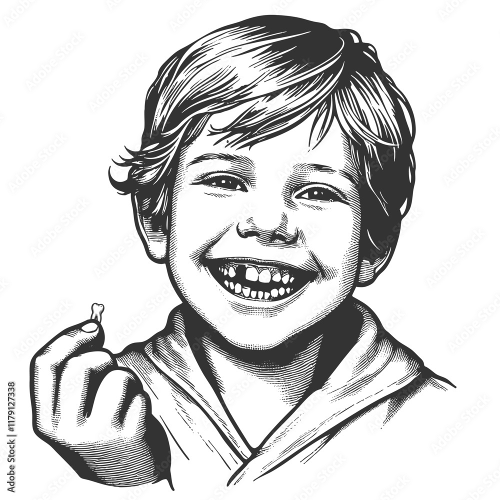 smiling child holding a tooth, symbolizing childhood milestones like ...