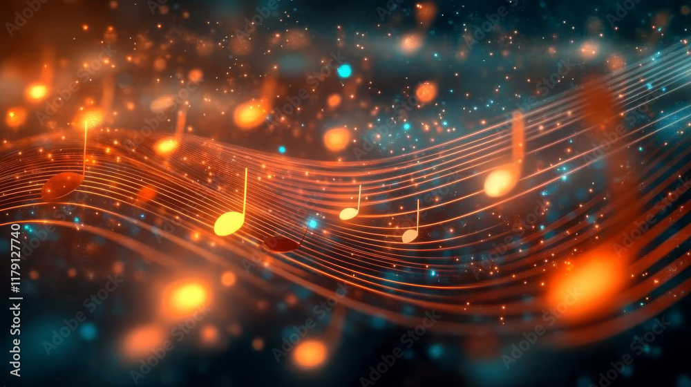 Music notes waves icons of musical staff and clef symbols. Vector ...