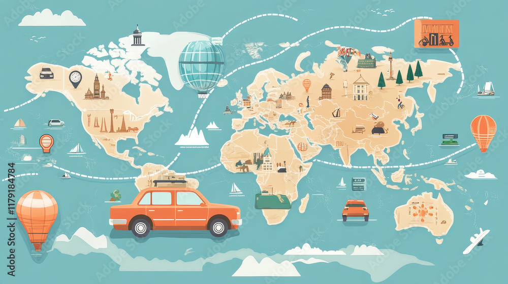 Road trip infographic template. Road travel destination chart, car ...