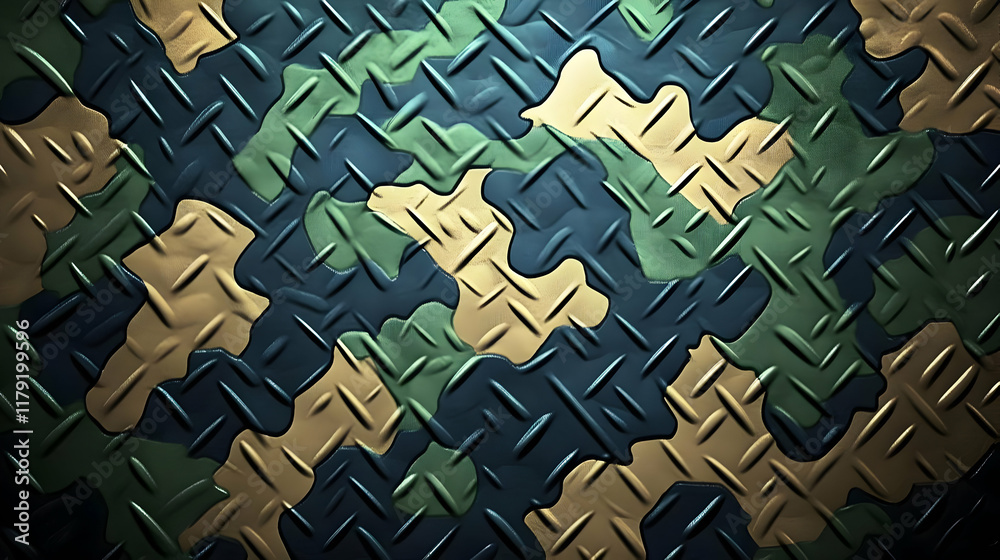 Camouflage Pattern Merges with Diamond Plate Texture Seamlessly ...