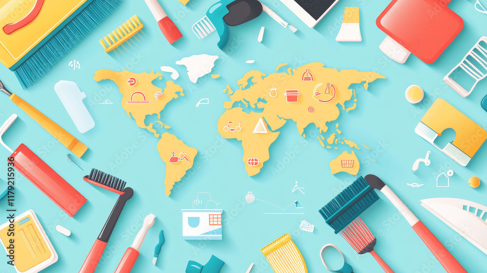 Housework infographics with vector graphs and charts of house cleaning ...