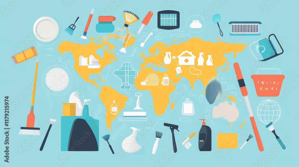 Housework infographics with vector graphs and charts of house cleaning ...