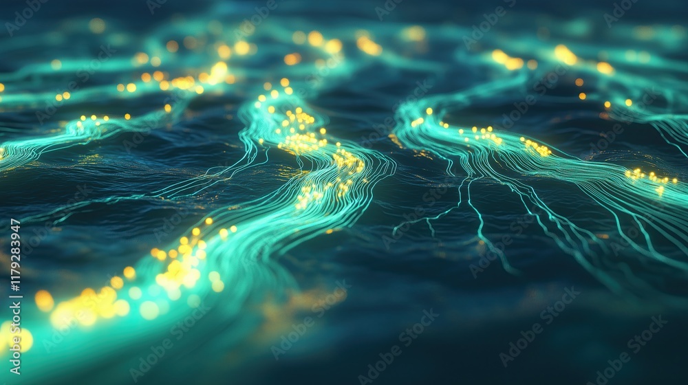 Transoceanic internet cable map, glowing fiber optic lines crossing ...