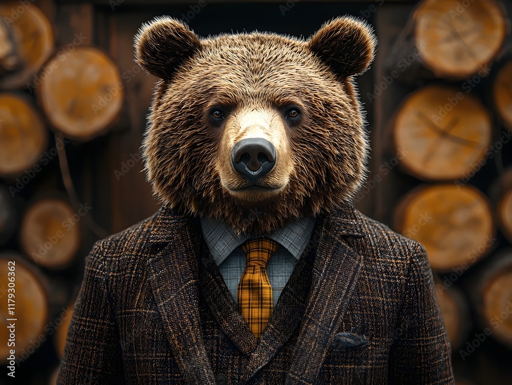 Grizzly Bear in Refined Business Suit Exuding Strength and Authority in ...