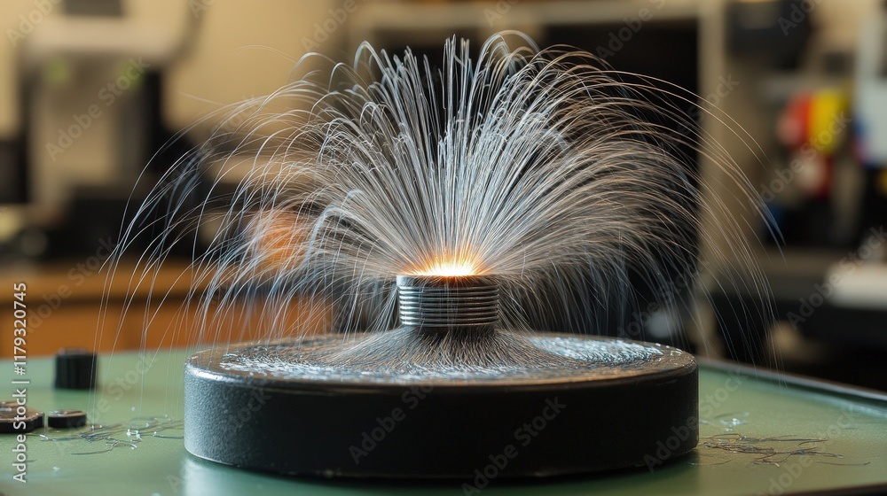 Ilustración de Stock classroom experiment showing magnetic field lines ...