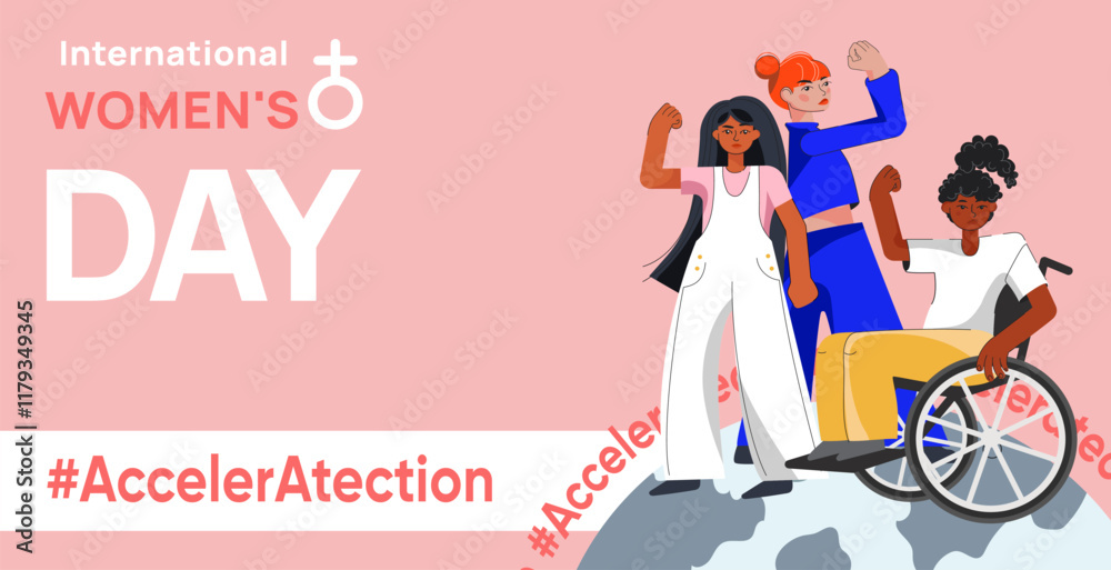 Women of different skin with Inclusion banner for International Women's ...