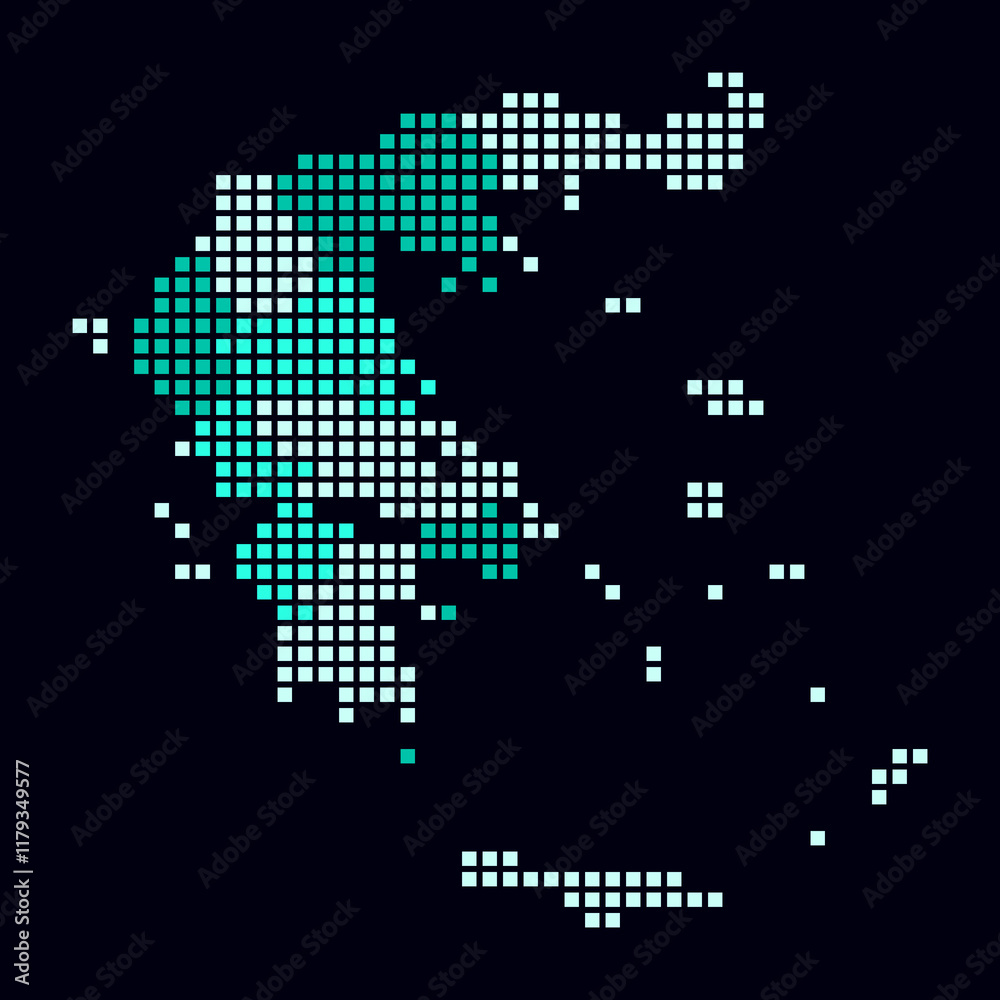 Greece dotted map. Digital style map of the country on dark background ...