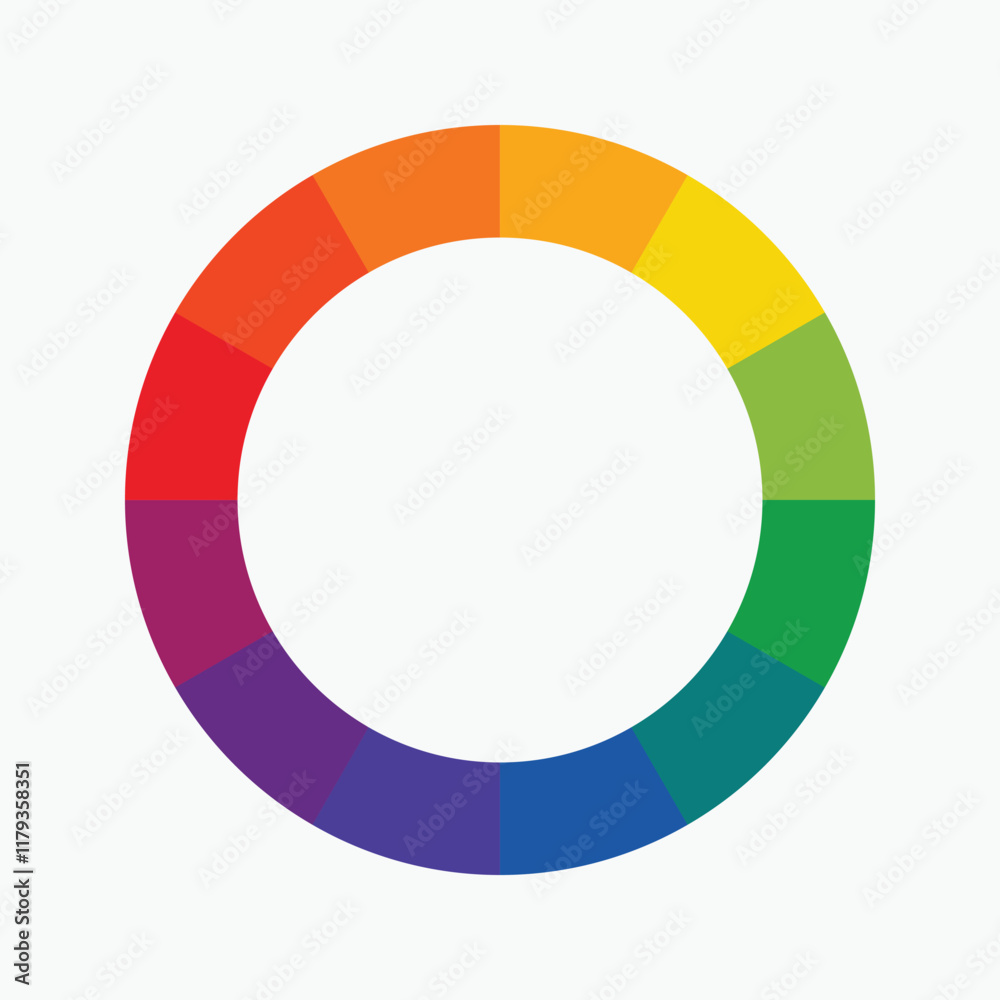 Twelve part RGB color wheel featuring red, blue, yellow, green, orange ...