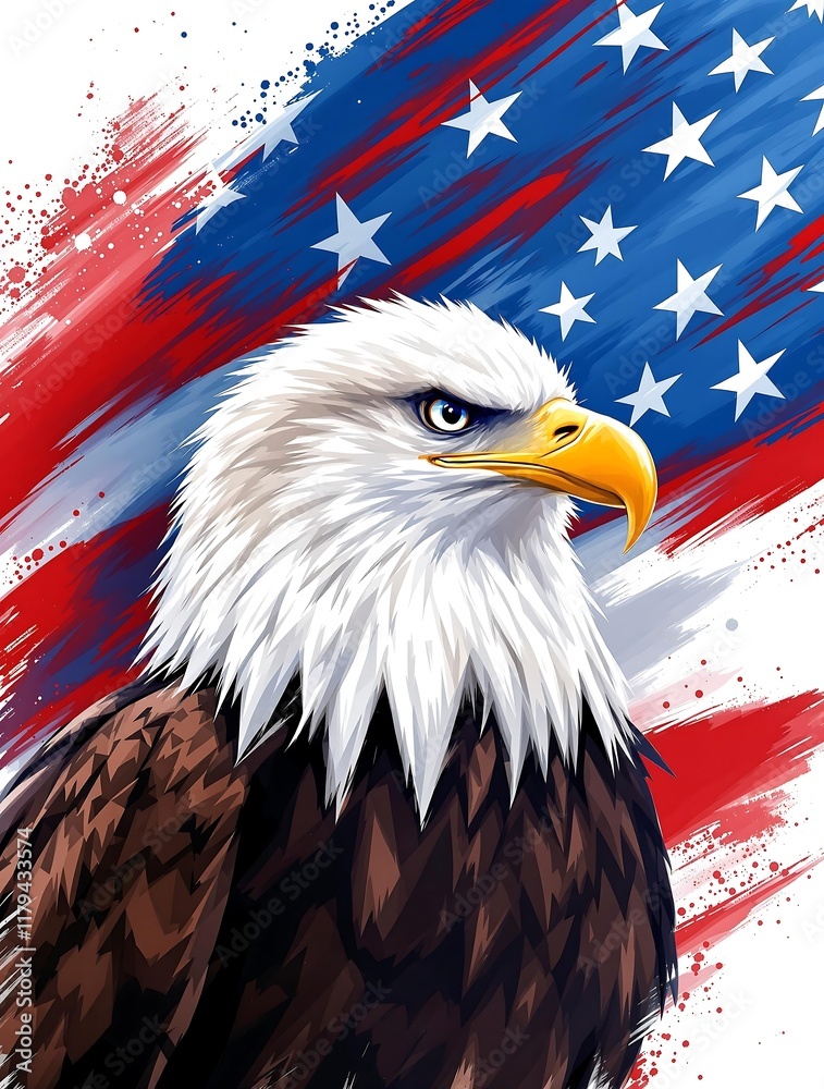 Bald Eagle with American Flag Background, Symbolizing Patriotism and ...