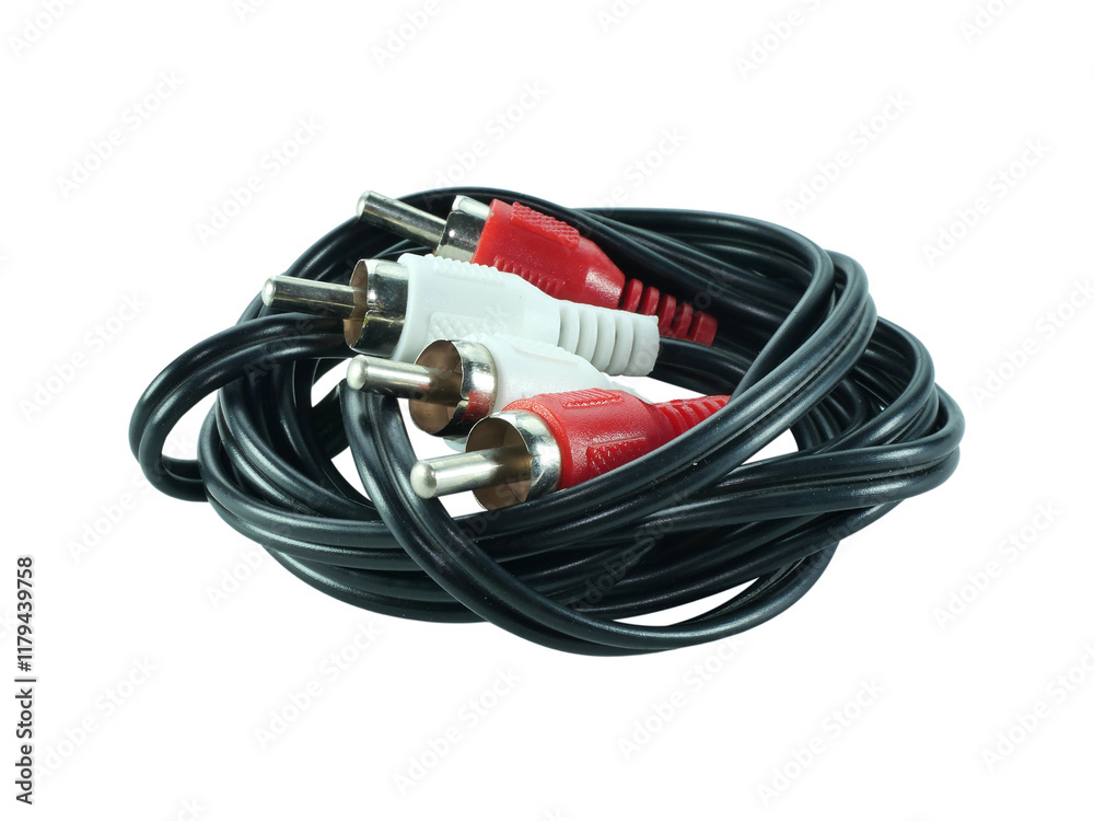 Wire cable of usb and adapter isolated on white background with ...