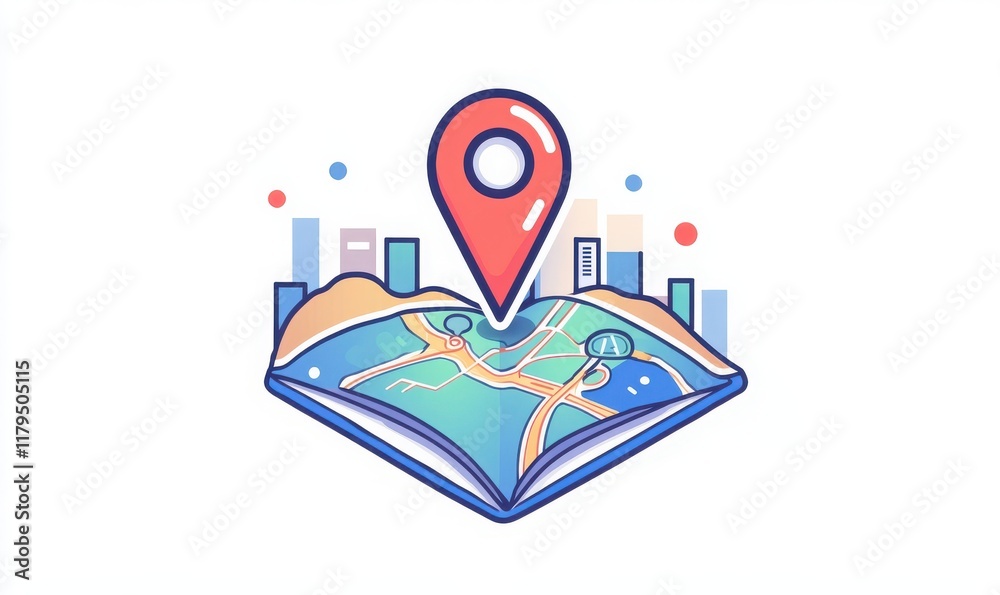 A map is shown with a red dot on it. The map is open to a page with a ...