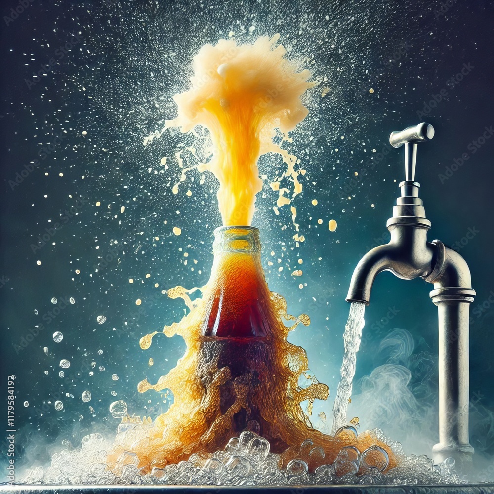 Soda Fountain Geyser A soda bottle that erupts like a geyser Stock ...