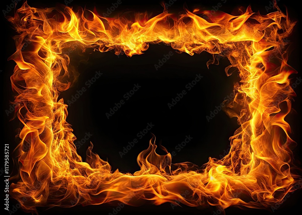 High-resolution PNG fire border, perfect for adding a fiery frame to ...